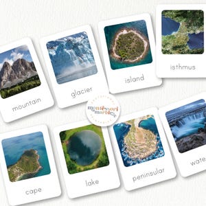 LANDFORMS Flash Cards | Montessori Inspired Cards | Social Studies ...
