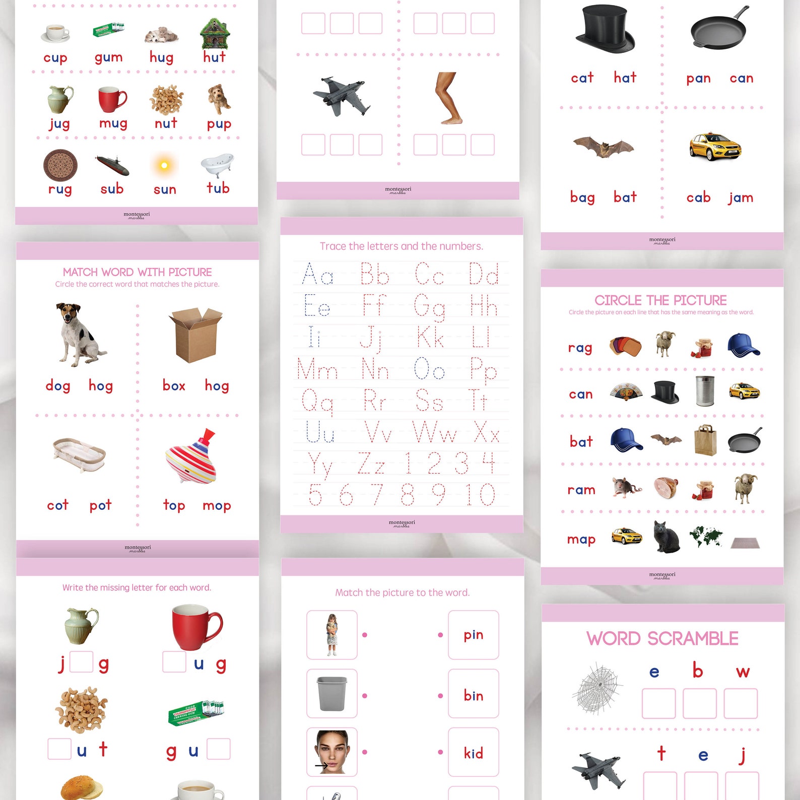 BUNDLE Montessori Pink Series Workbooks Short A E I O U CVC - Etsy