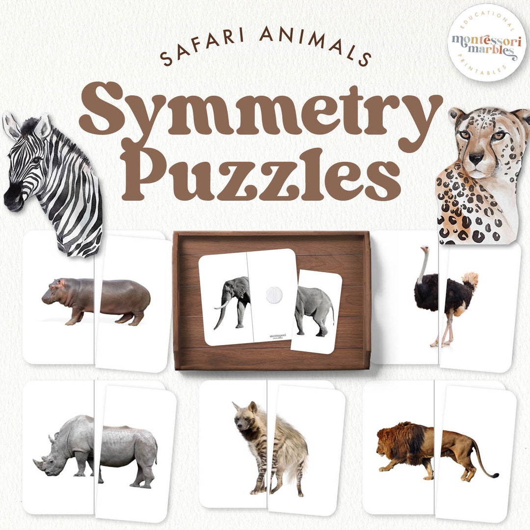 Safari Animals Two-piece Puzzles 8 Sets | Visual Discrimination Ages 3 ...