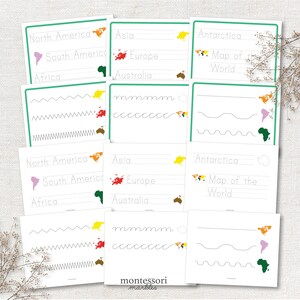 SEVEN CONTINENTS Tracing Names of Continents, Montessori at Home ...