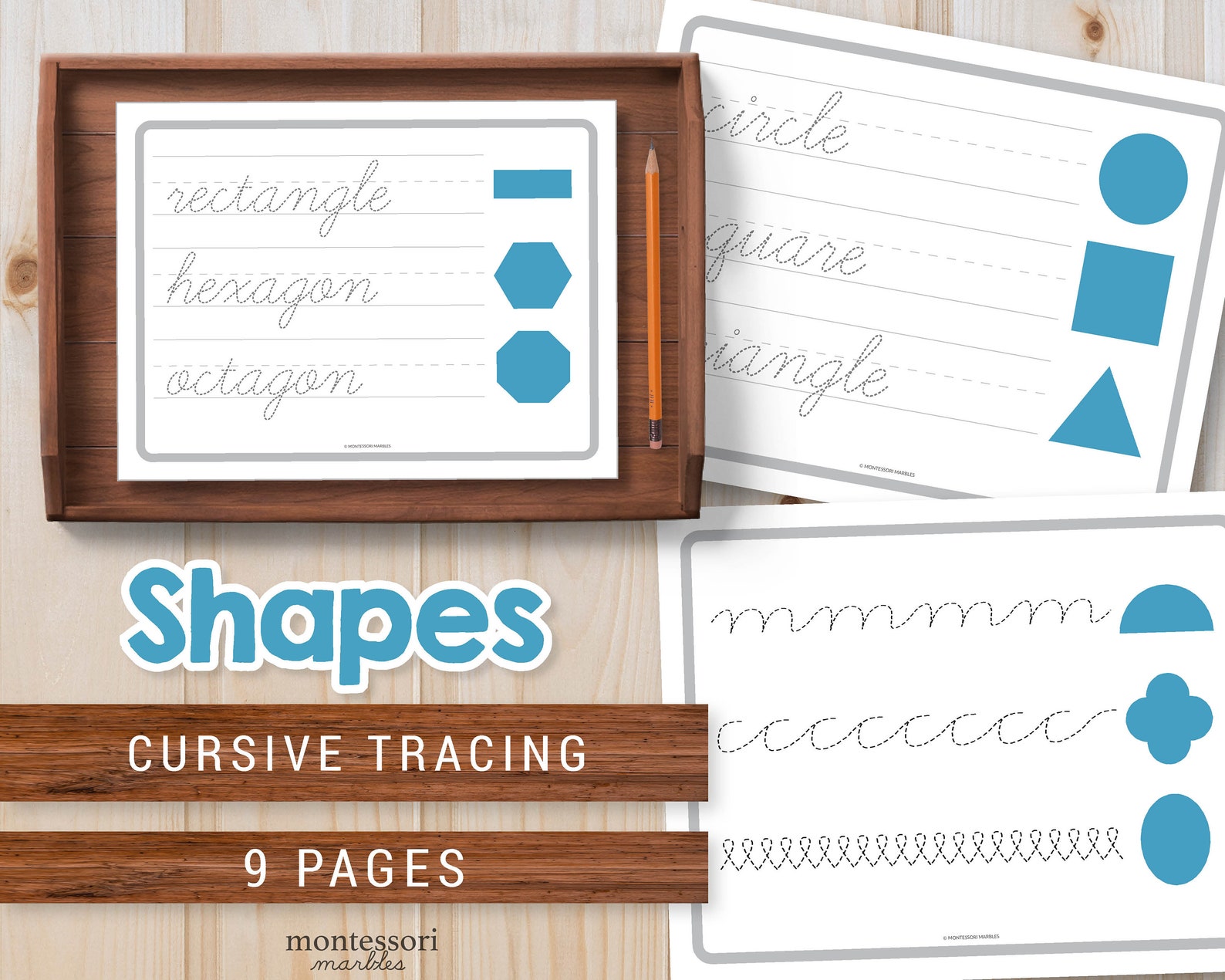 CURSIVE Geometric Shapes tracing and Vocabulary Preschool - Etsy