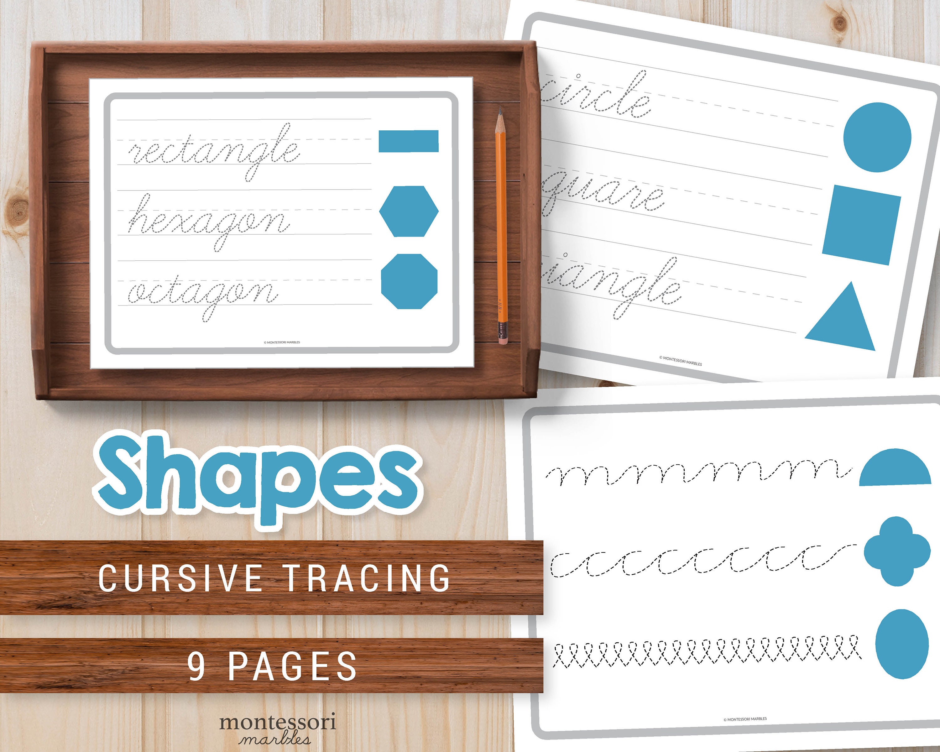 CURSIVE Geometric Shapes ,tracing and Vocabulary, Preschool ...