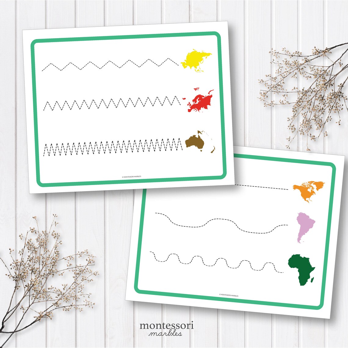 SEVEN CONTINENTS Tracing Names of Continents Montessori at - Etsy