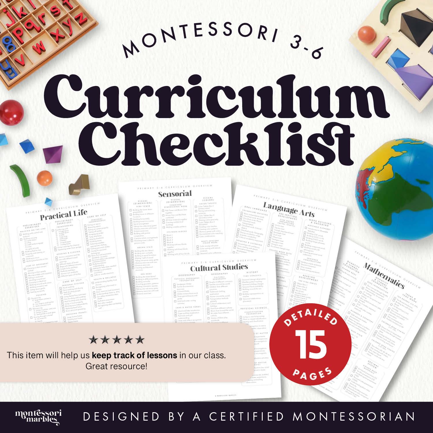 Montessori 3-6 Curriculum Checklist | Primary Scope and Sequence ...
