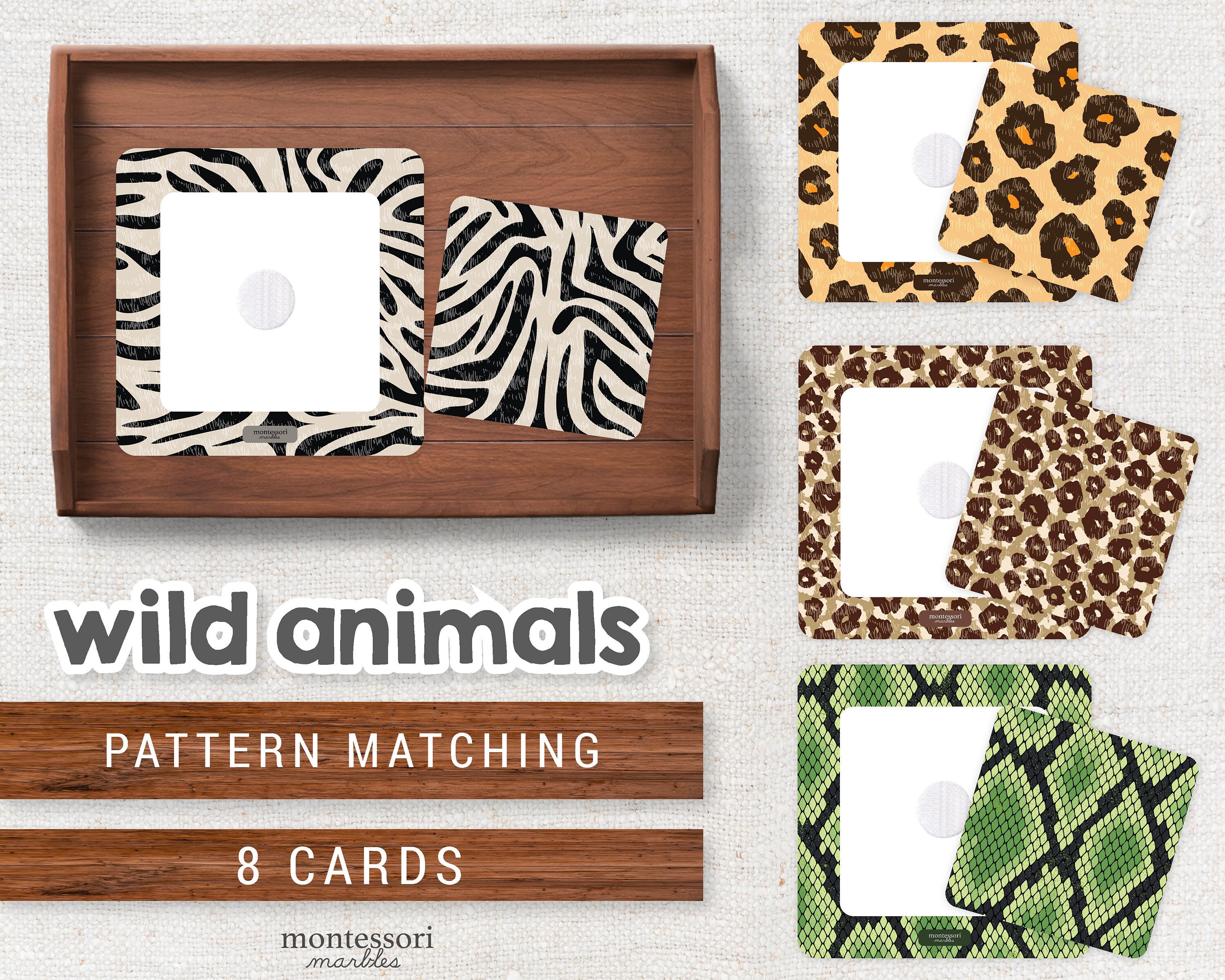 SAFARI & JUNGLE ANIMALS Pattern Matching Puzzle Activity Montessori ...