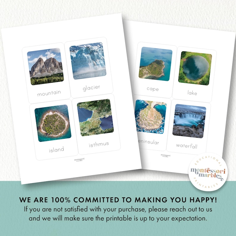 Landforms Flash Cards | Montessori Geography Learning | Real Photo ...