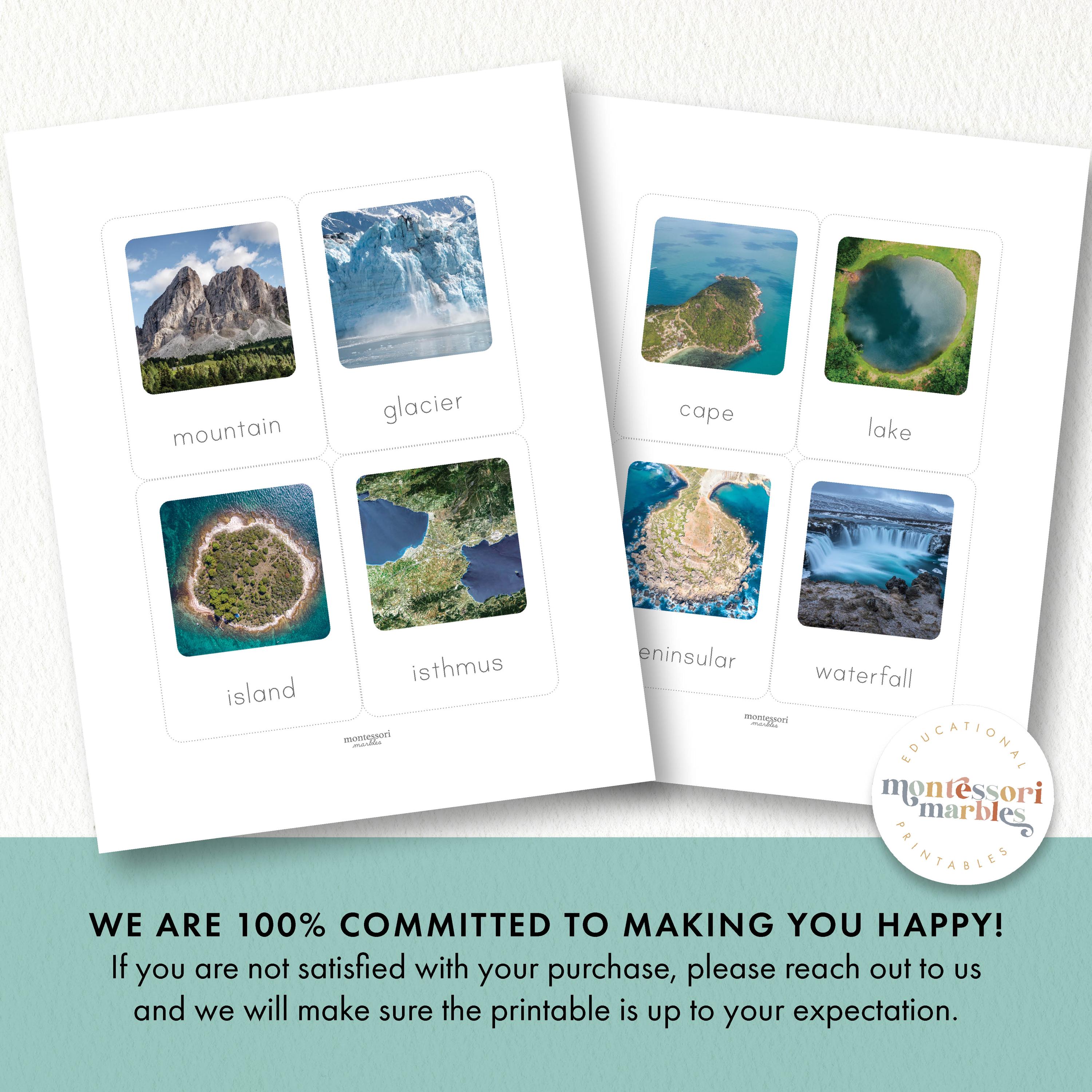 Landforms Flash Cards | Montessori Geography Learning | Real Photo ...