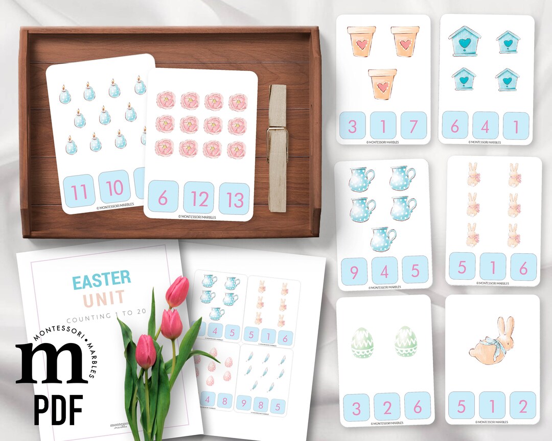 EASTER Counting 1 to 20 Kindergarten Printable Worksheet - Etsy