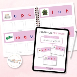 Montessori Pink Series Jumbled Word Cards for Short U, Activity for ...