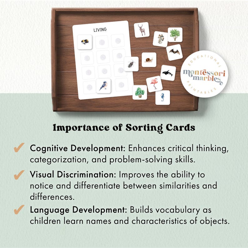 Living & Non-living Sorting Cards | Montessori Science Concept Learning ...