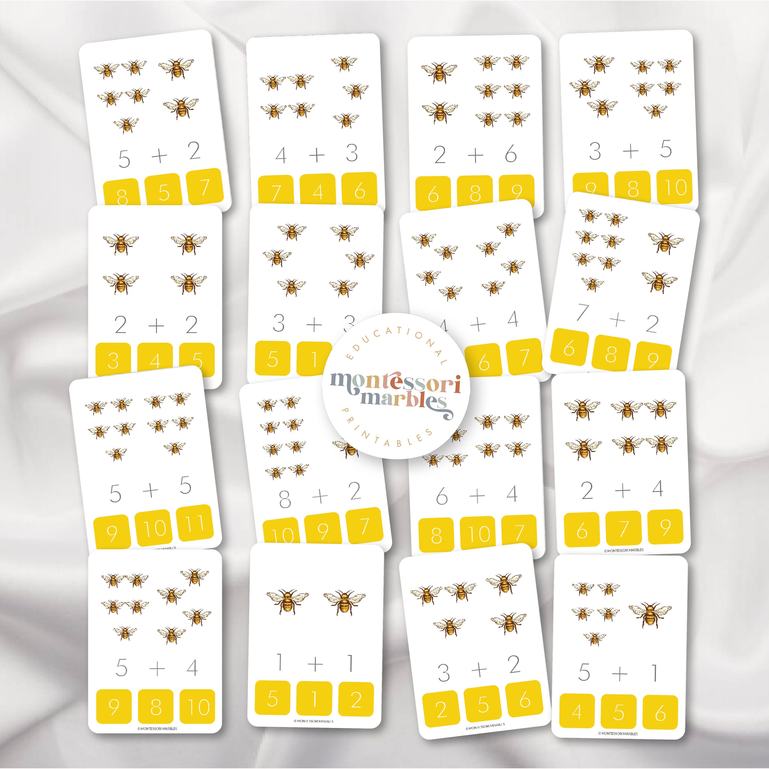 Bee Addition Clip Cards | Montessori Math Activity | Insect Theme ...