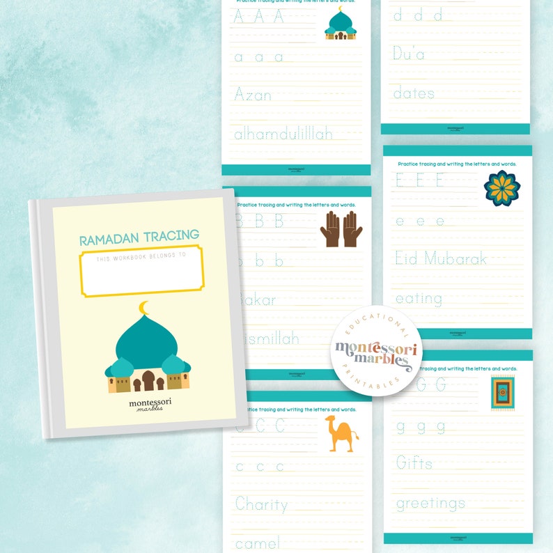 Ramadan Handwriting Workbook 28 Pages | Letter Tracing Practice Islamic ...