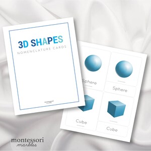 3D SHAPES Montessori Nomenclature Cards Geometric Solids Flash Cards ...