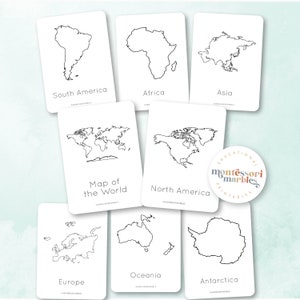 Seven Continents Outline Cards | Montessori Inspired Learning Resources ...