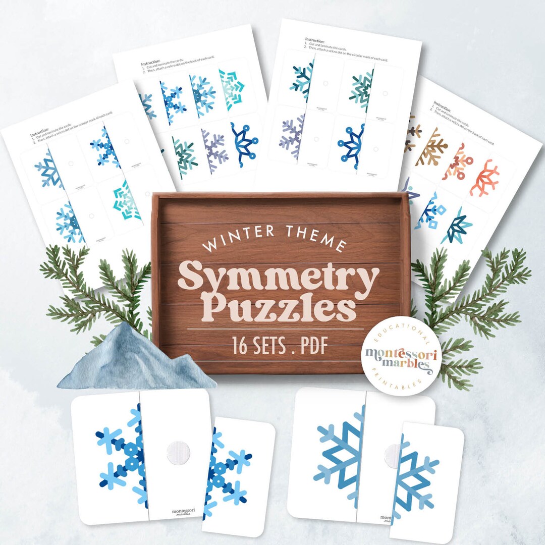 WINTER Complete the Snowflakes Symmetry Puzzles Montessori Inspired ...
