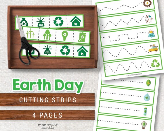 EARTH DAY Cutting Strips Printable Worksheet Activity for - Etsy