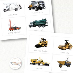 LARGE VEHICLES Flash Cards Construction Vehicles and Big Machines Real ...