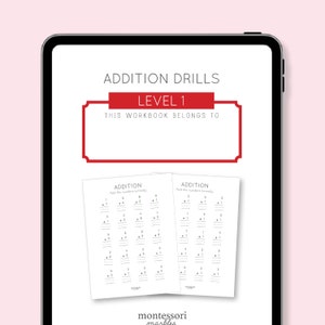 LEVEL 1 Montessori Math, Addition Drills Level 1, Single Digit Addition ...