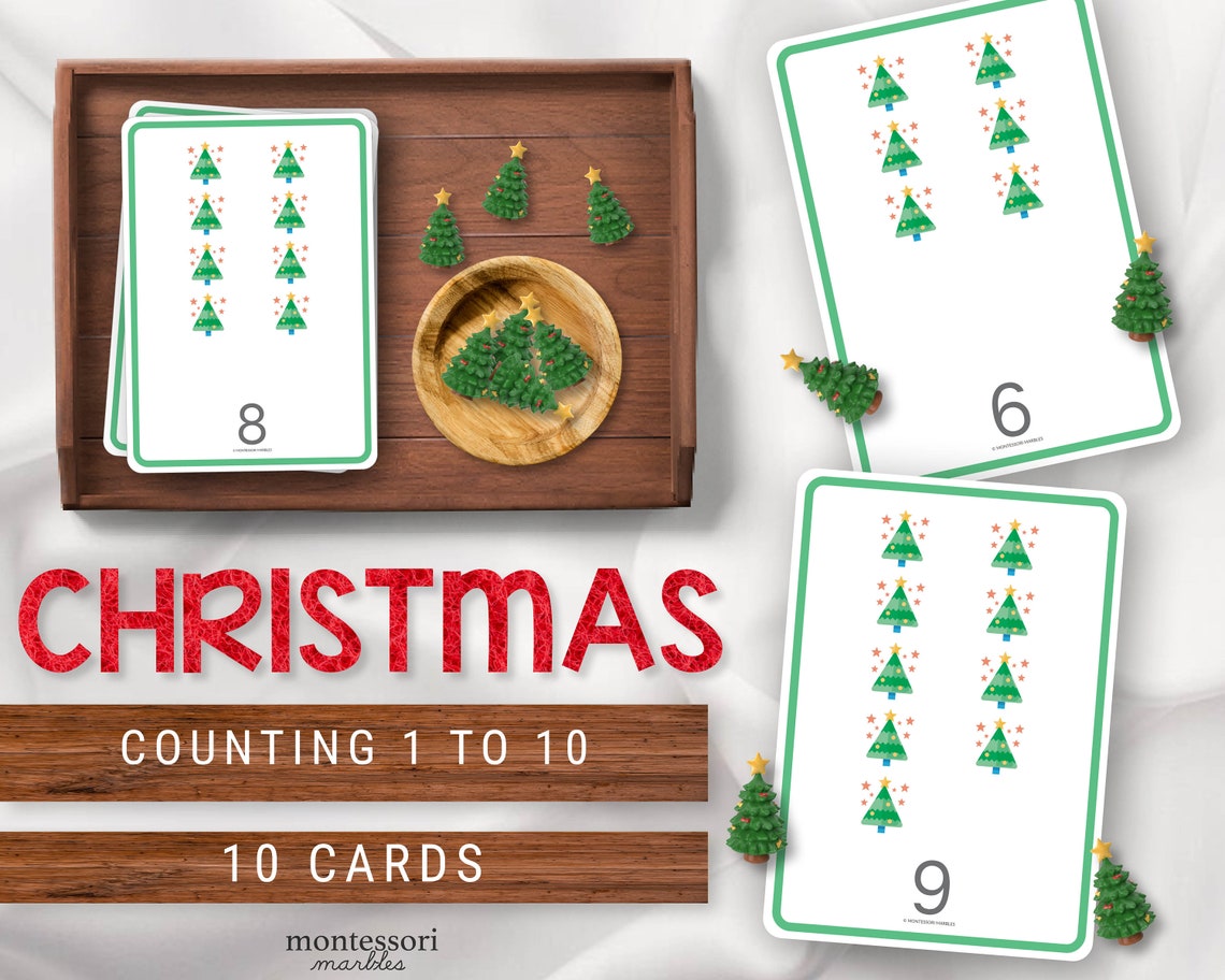 CHRISTMAS Counting Cards Counter Cards Count 1 to 10 - Etsy