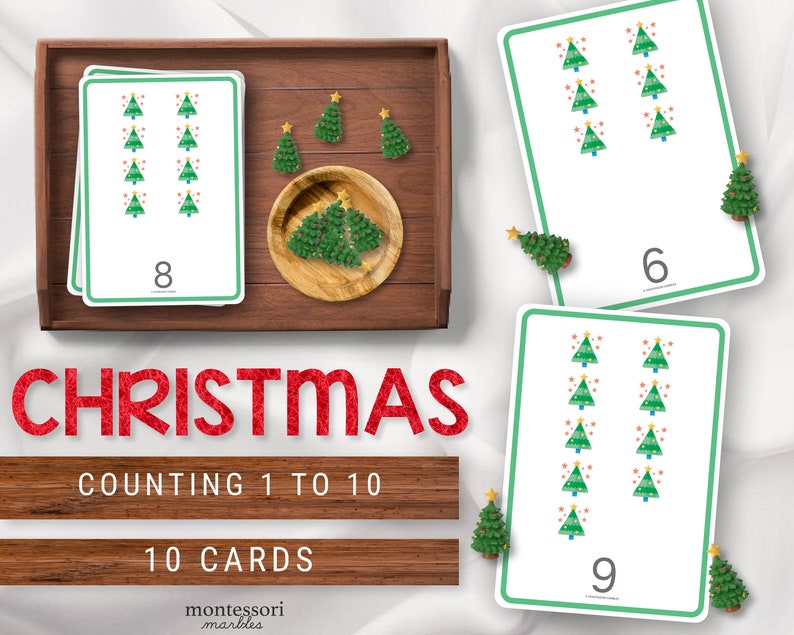 CHRISTMAS Counting Cards Counter Cards Count 1 to 10 - Etsy