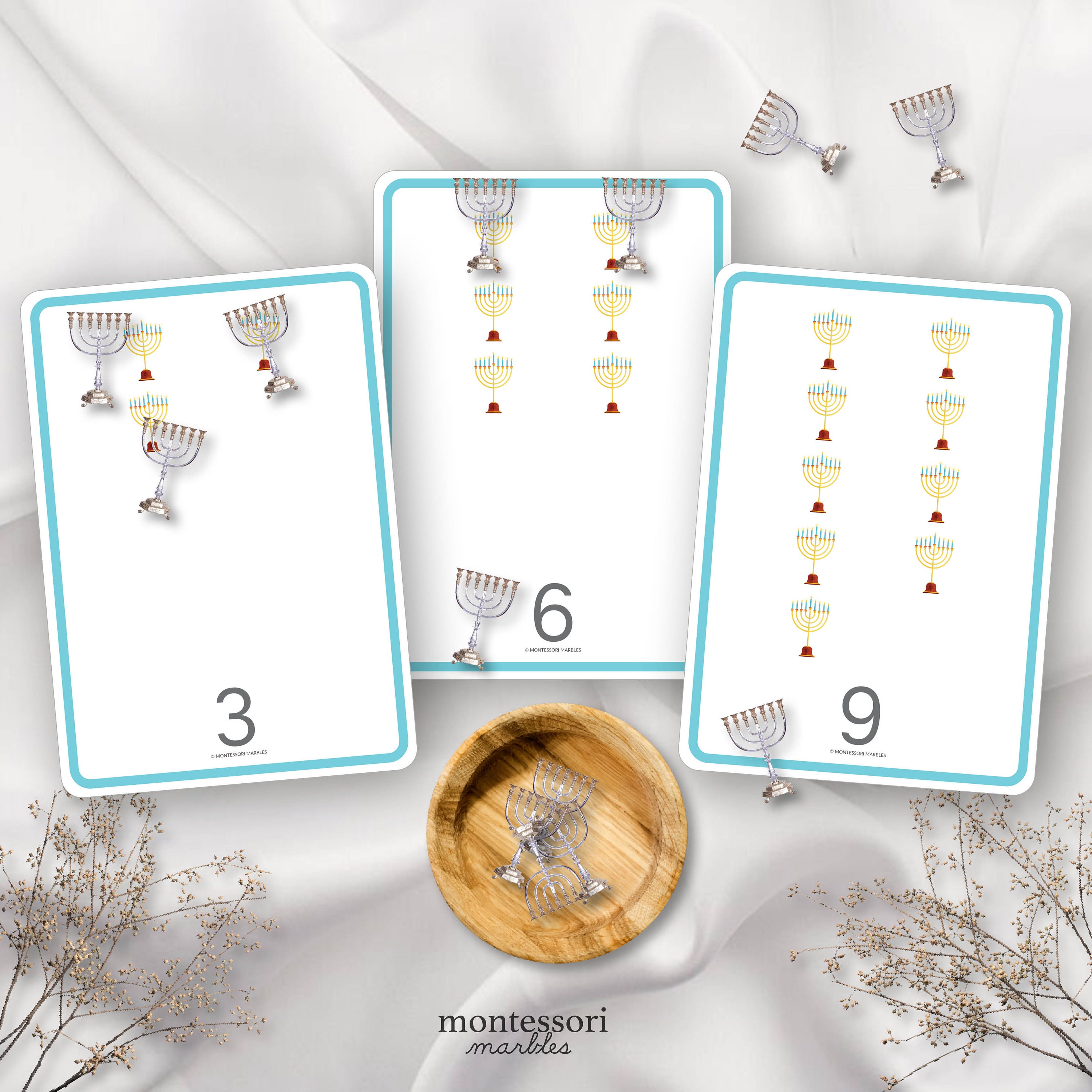 HANUKKAH Counting Cards Counter Cards Count 1 to 10 - Etsy