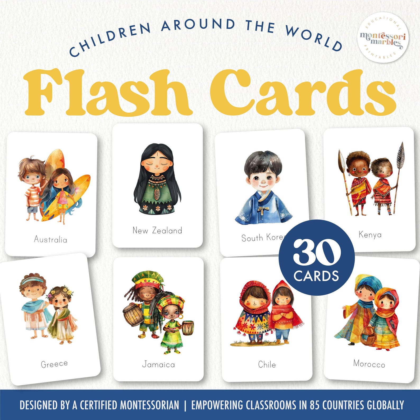 Children Around the World Flash Cards | Montessori Cultural Diversity ...