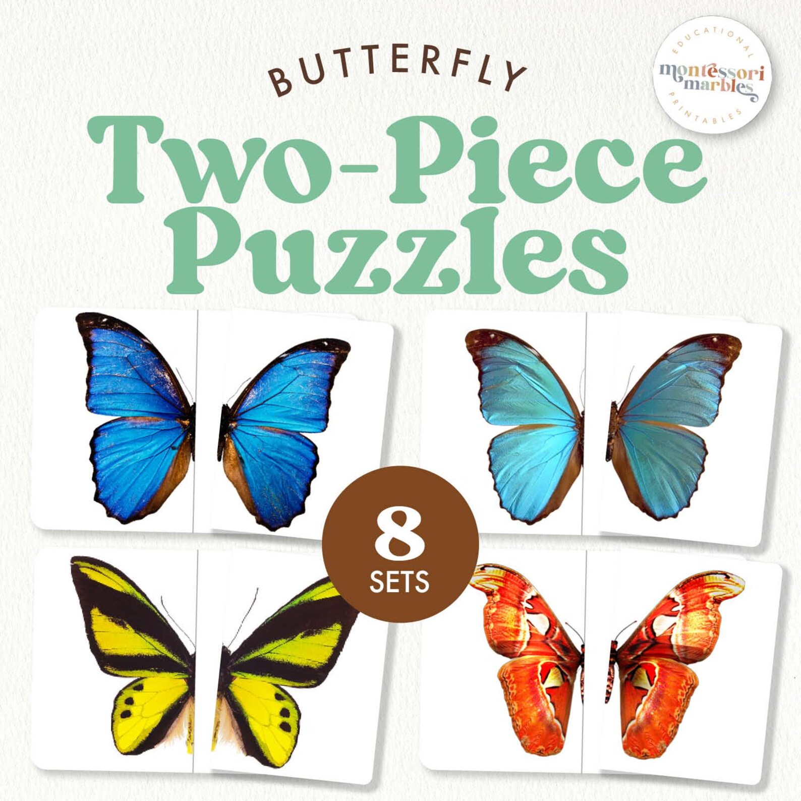 Butterfly Symmetry Puzzles | Montessori Visual Discrimination | Spring ...