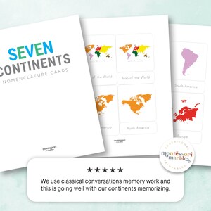 SEVEN CONTINENTS Nomenclature Cards Montessori Learning Resources for ...