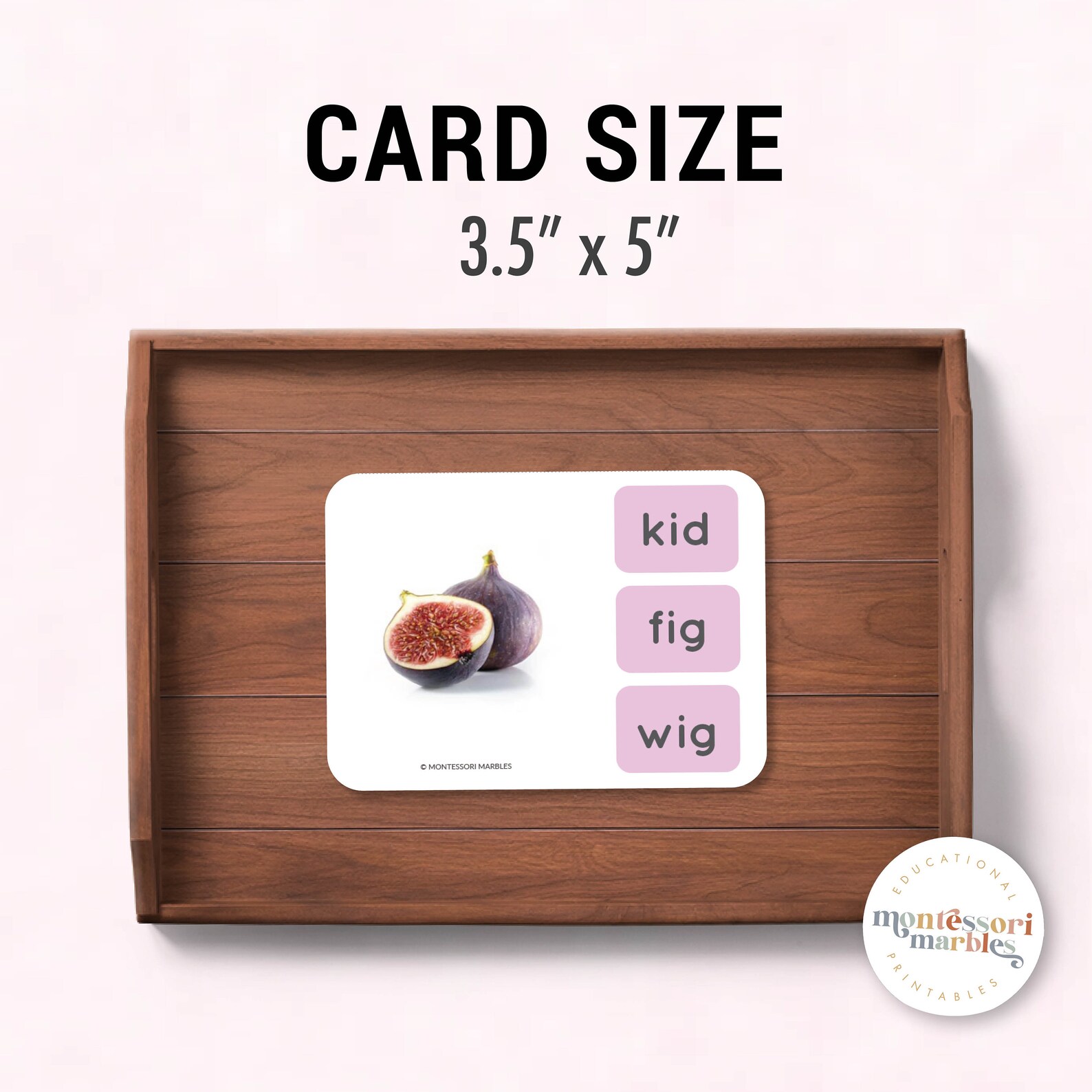 Montessori Pink Series Name the Objects SHORT I Flash Card Printable ...