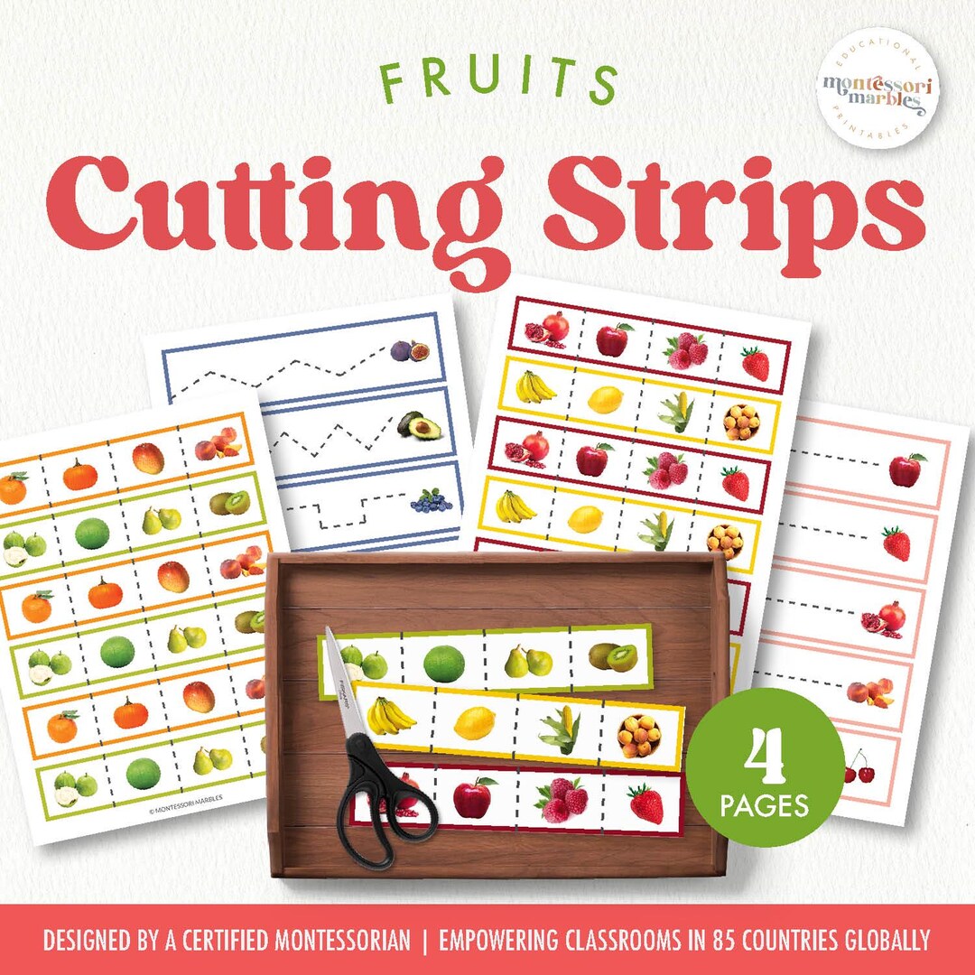 Fruits Cutting Strips | Fine Motor Skills Printable | Scissor Practice ...