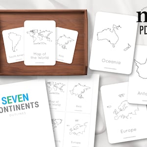 SEVEN CONTINENTS Outline Cards Montessori Inspired Learning Resources ...