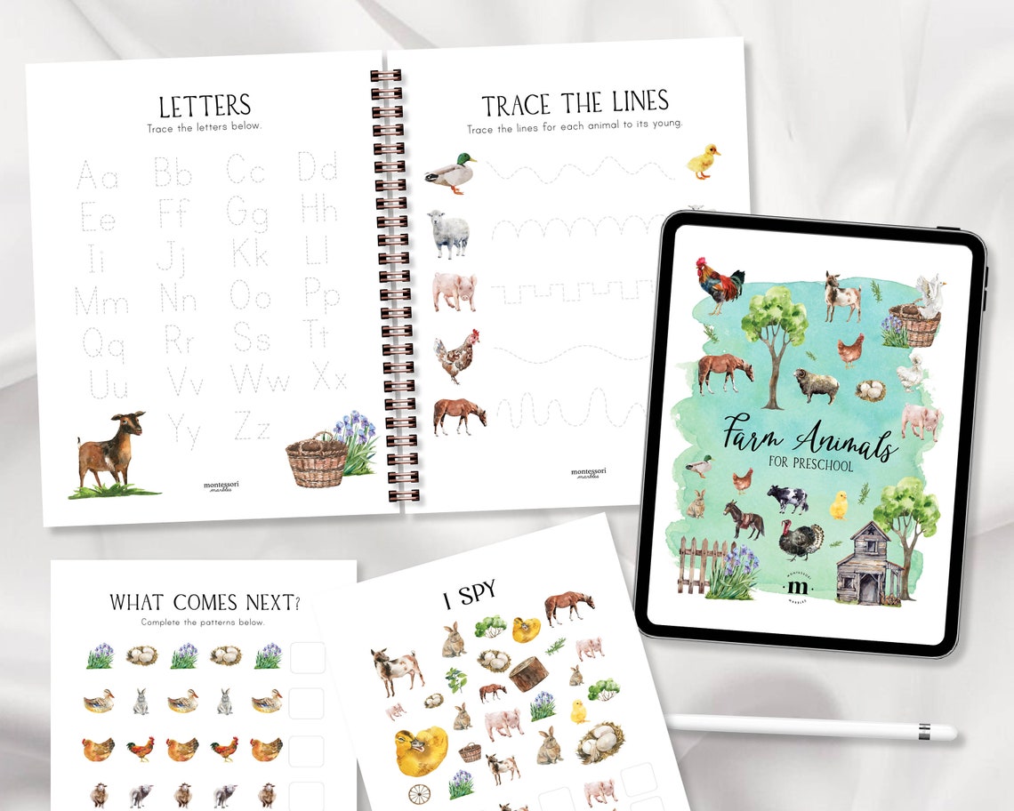 BUNDLE FARM ANIMALS Activity Workbook and Flash Cards - Etsy