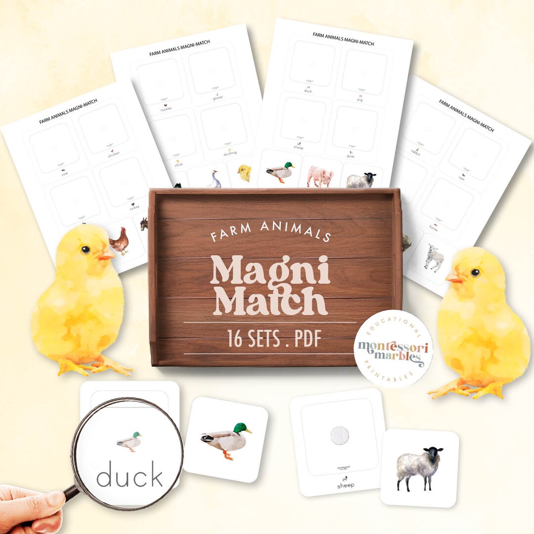 FARM ANIMALS Magnifying Matching Game Montessori at Home Using ...