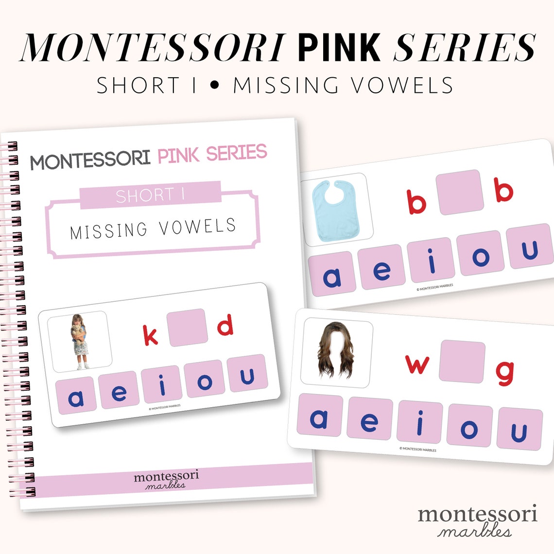 Montessori Pink Series Missing Vowel Short I Printable | Etsy