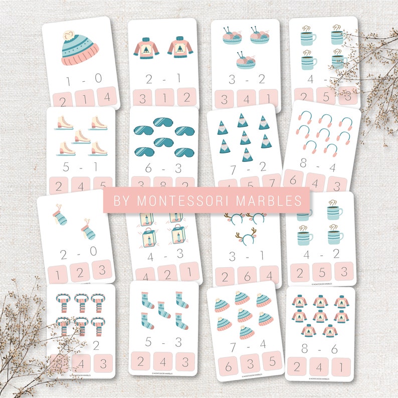 WINTER Subtraction Clip Cards Math Printable Kindergarten - Etsy