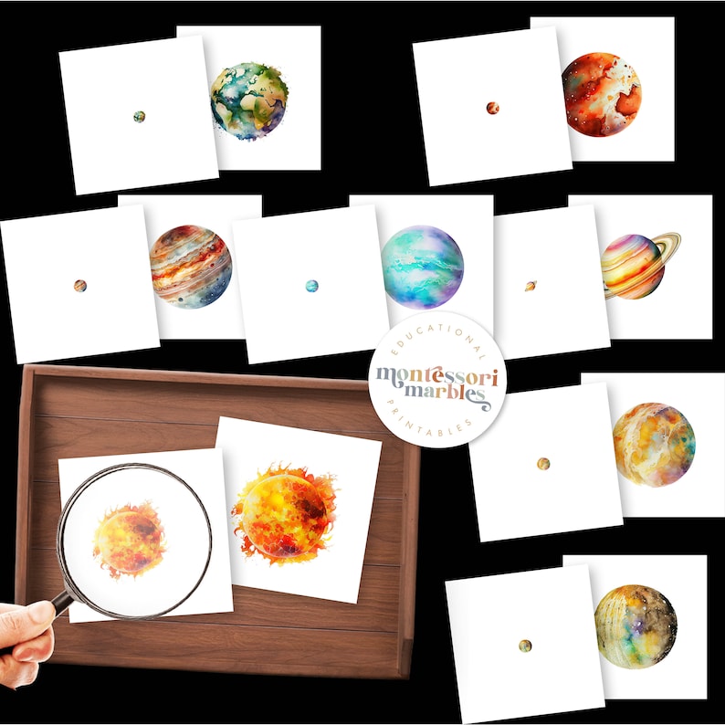 SOLAR SYSTEM PLANETS Magni-match Magnifying Matching Game Montessori at ...