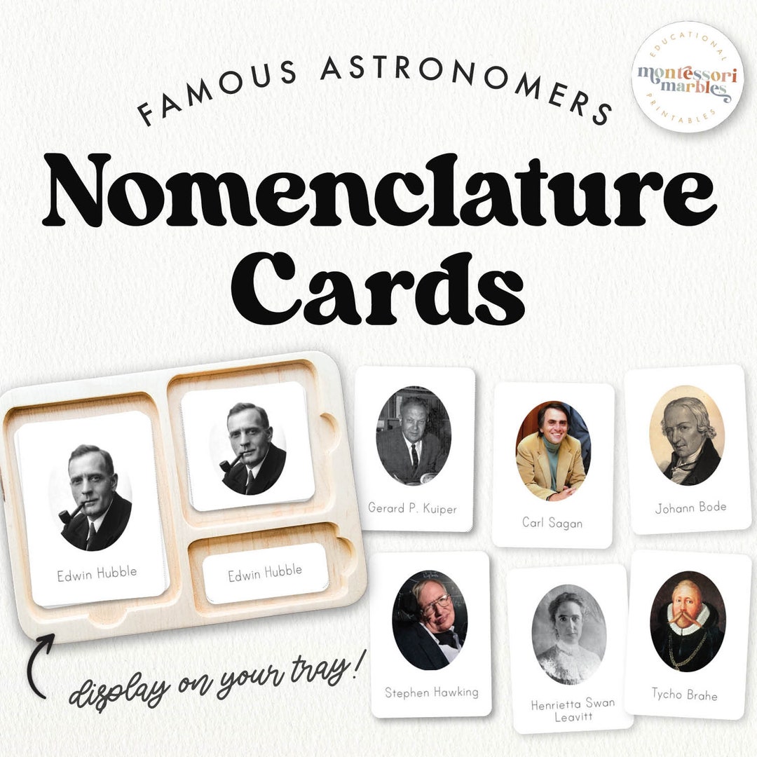 Famous Astronomers Nomenclature Cards | Montessori 3-part Science Cards ...