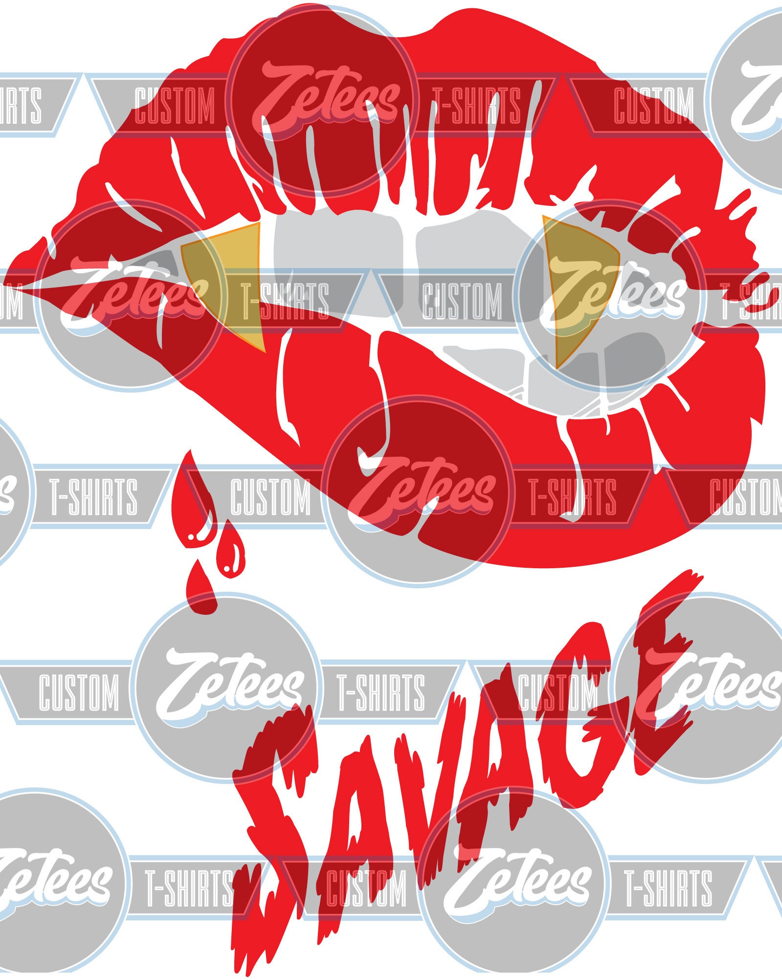 Savage Red Lips Fangs SVG, Cricut, Download File - Etsy