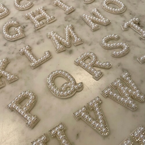Self ADHESIVE Pearl Lettering With PINK Background and Crystal - Etsy