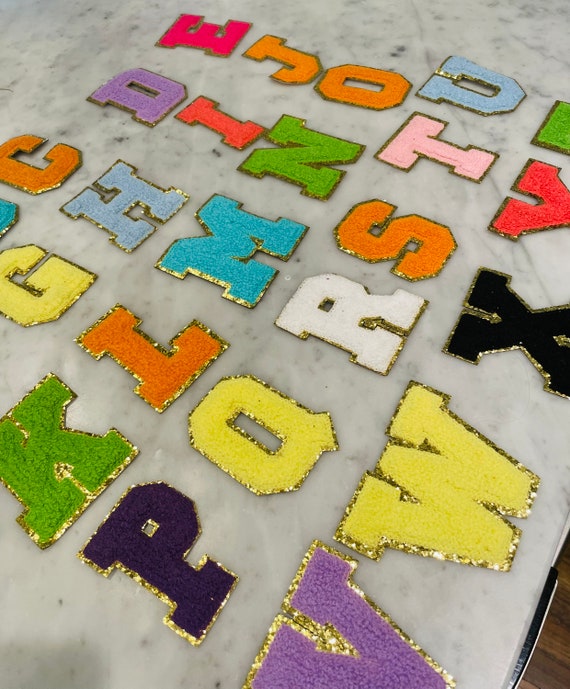 3.3 Inches High Chenille Letter Patches With Gold Trim iron - Etsy