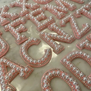 Self ADHESIVE Pearl Lettering With PINK Background and Crystal Trim ...