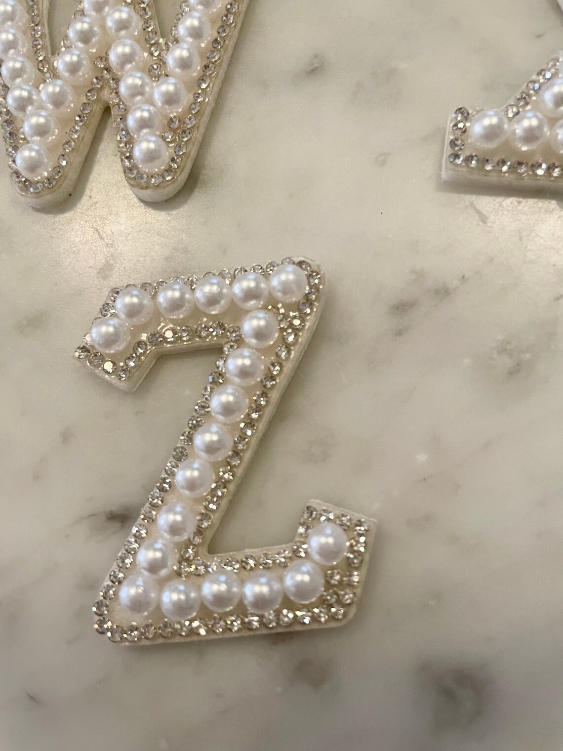 SELF ADHESIVE Pearl Lettering With White Background and Crystal Trim ...