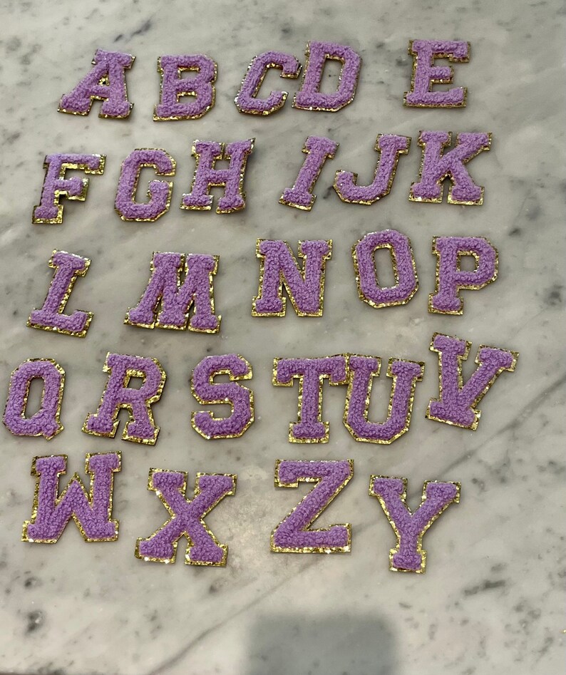 2.25 Inch Purple Chenille Letter Patches With Gold Trim (iron On/ Sew ...
