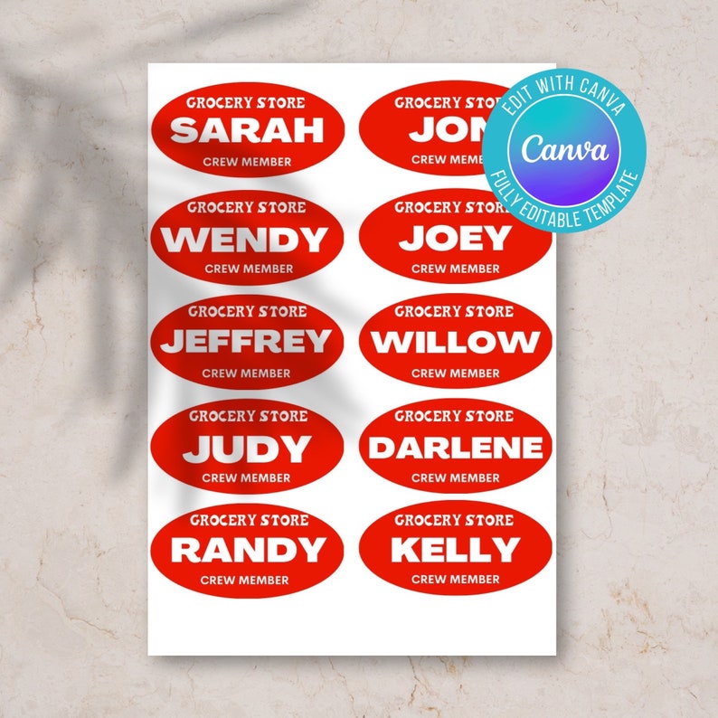 Digital Grocery Store Name Tag Template, Cricut Template, Printable ...