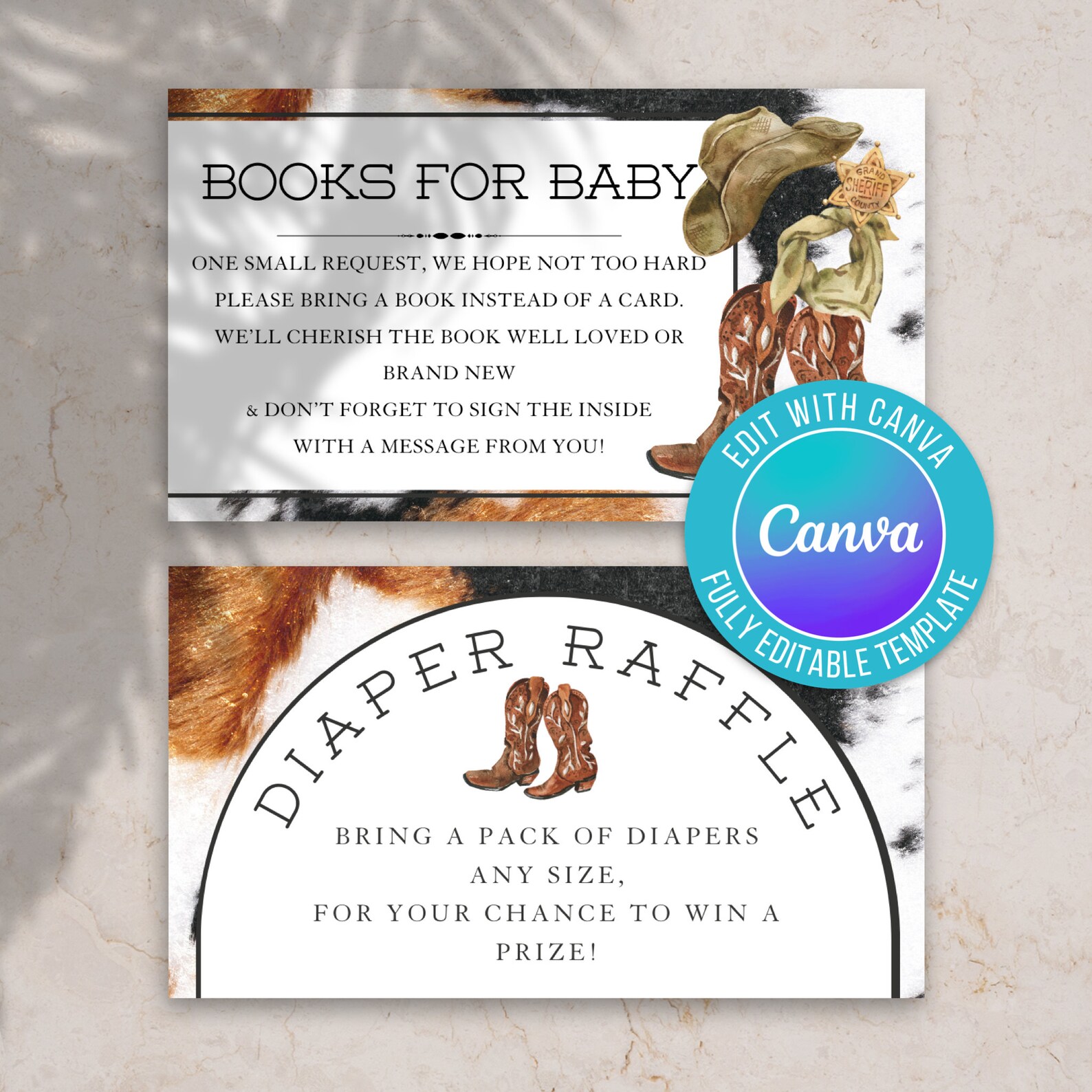 Digital Western Diaper Raffel Insert, Books for Baby Insert, Cowboy ...
