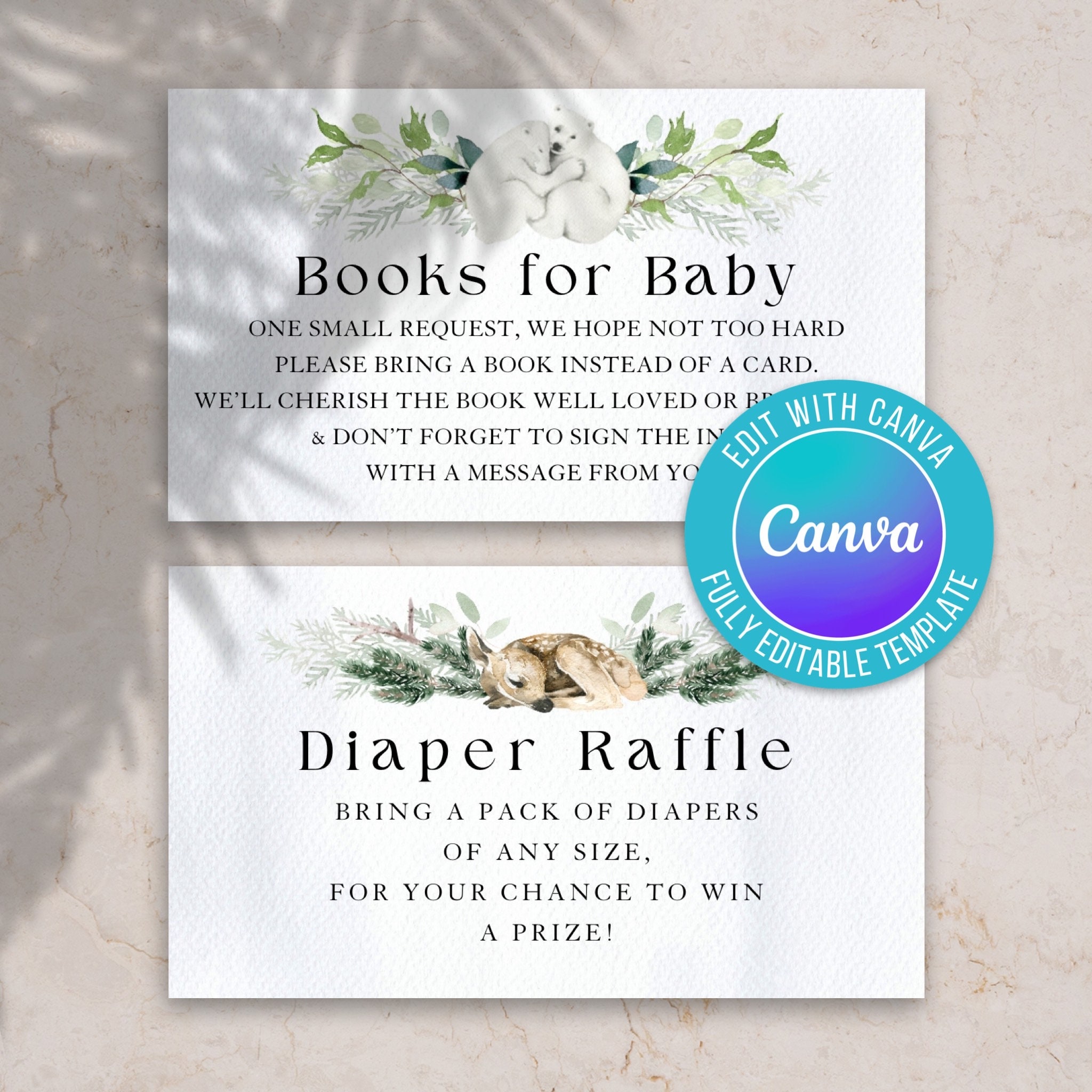 Digital Woodland Baby Shower Inserts, Books for Baby Insert, Diaper ...