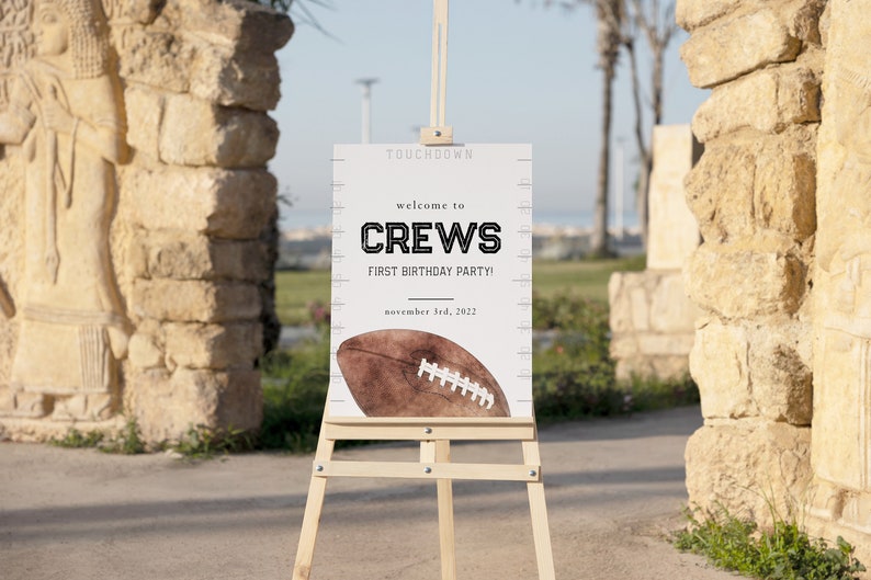 Digital Football Welcome Sign, First Down Birthday, Game Time Birthday ...