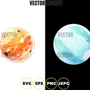 Planets Clipart Set Bundle Outer Space Solar System - Etsy