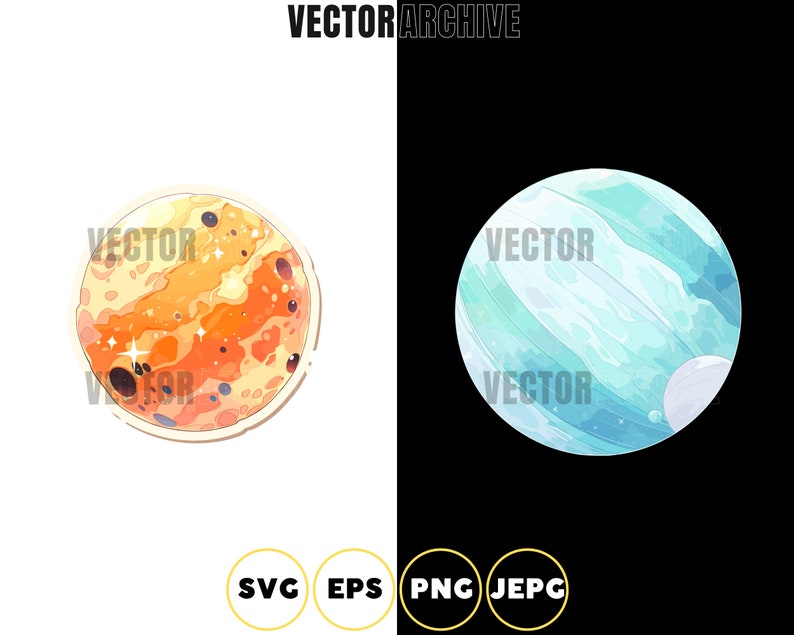 Planets Clipart Set Bundle Outer Space Solar System - Etsy