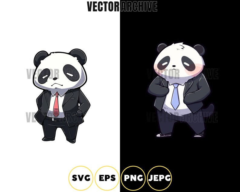 Business Pandas Clipart Set Bundle Cute Smart Pandas - Etsy